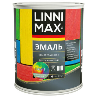 Эмаль Алкидная Linnimax Эмаль Универсальная 0.75л для Внутренних и Наружных Работ База 1 / Линнимакс.