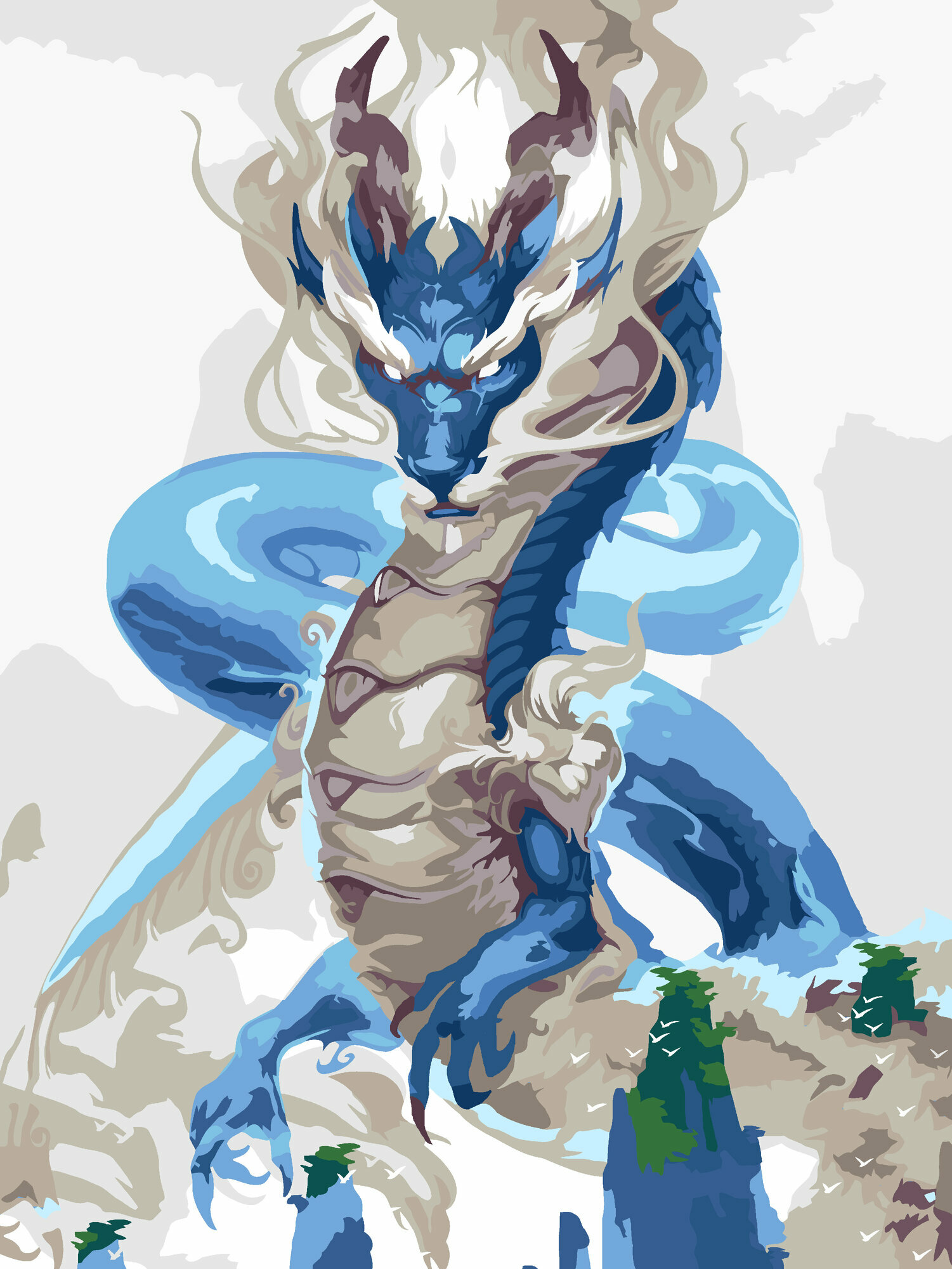 Картина по номерам на холсте 40*30см "Небесный дракон"