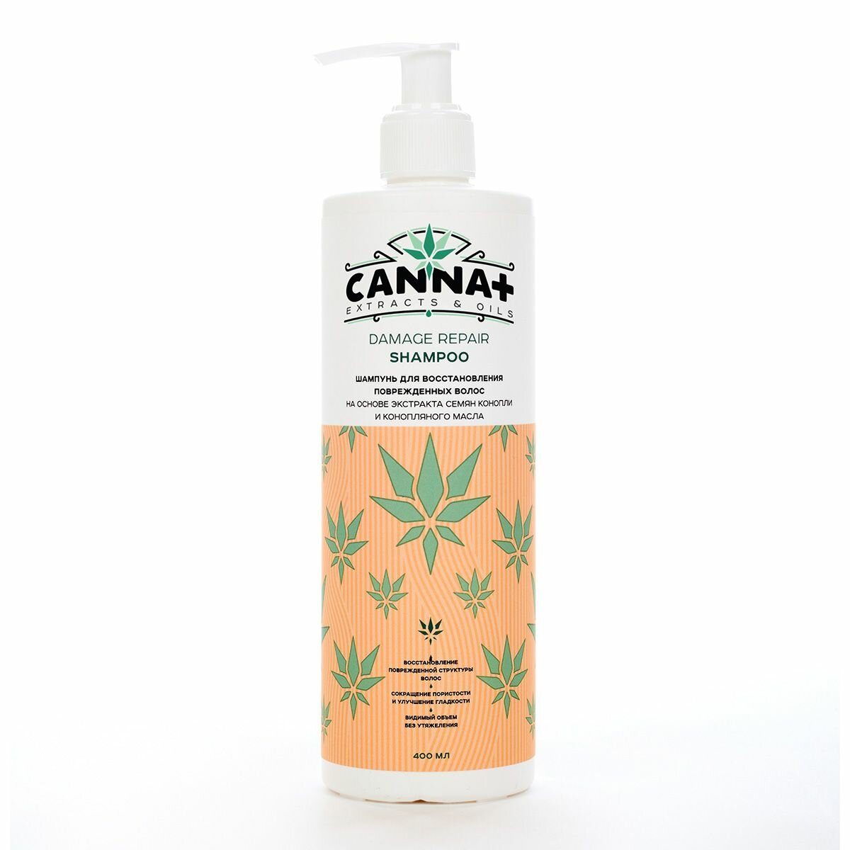 Шампунь для поврежденных волос с кератином CANNA+ Damage Repair Shampoo - 400 мл. Производитель - Canna+, Россия