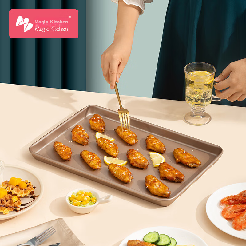 Mofan Chufang Rectangular 12.8-Inch Non-Stick Baking Sheet for Roasting Meat, New Year Cookies, Tiramisu, Cake Rolls And Molds
