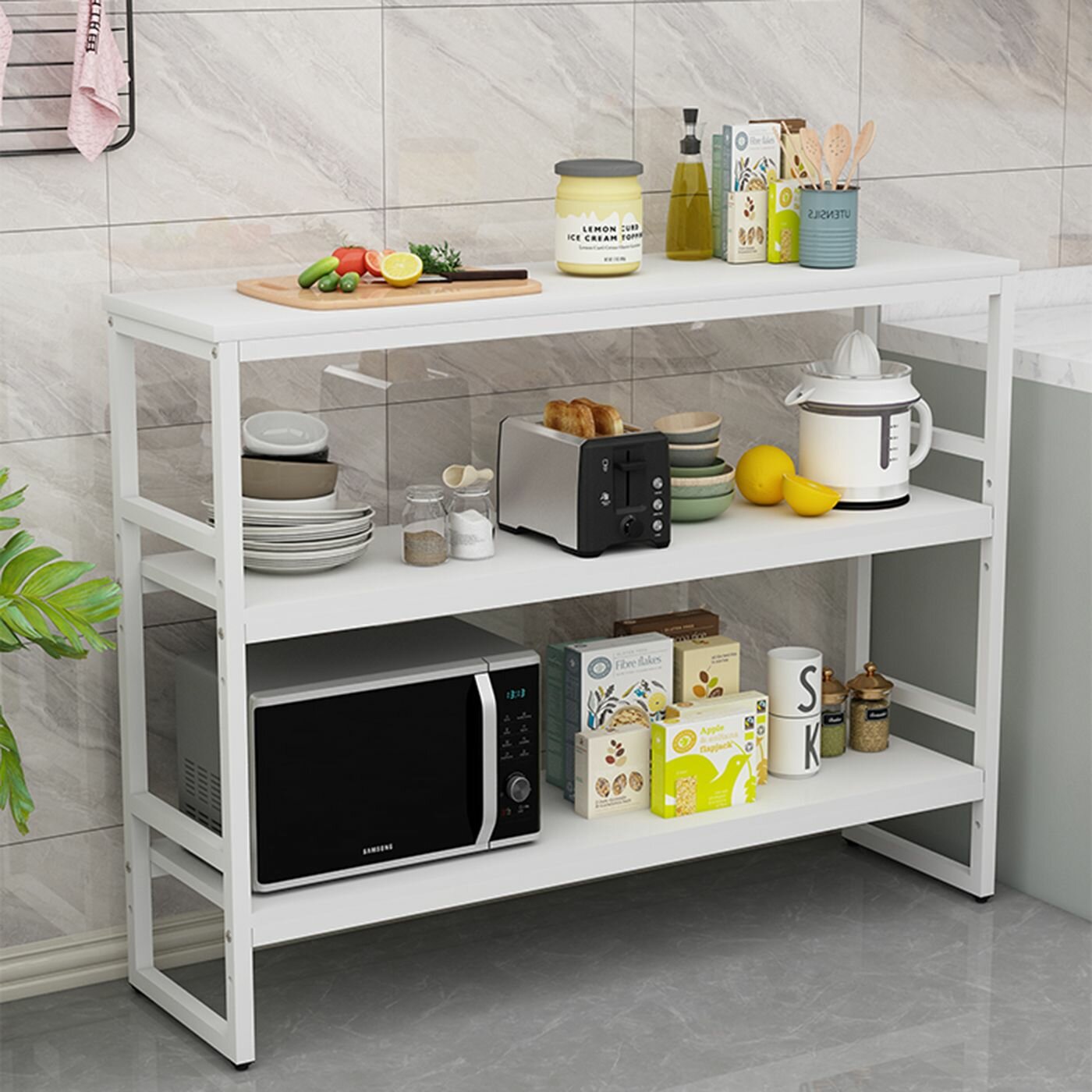 Консоль столик в кухня деревянный, с двумя полками, Высота 85cm