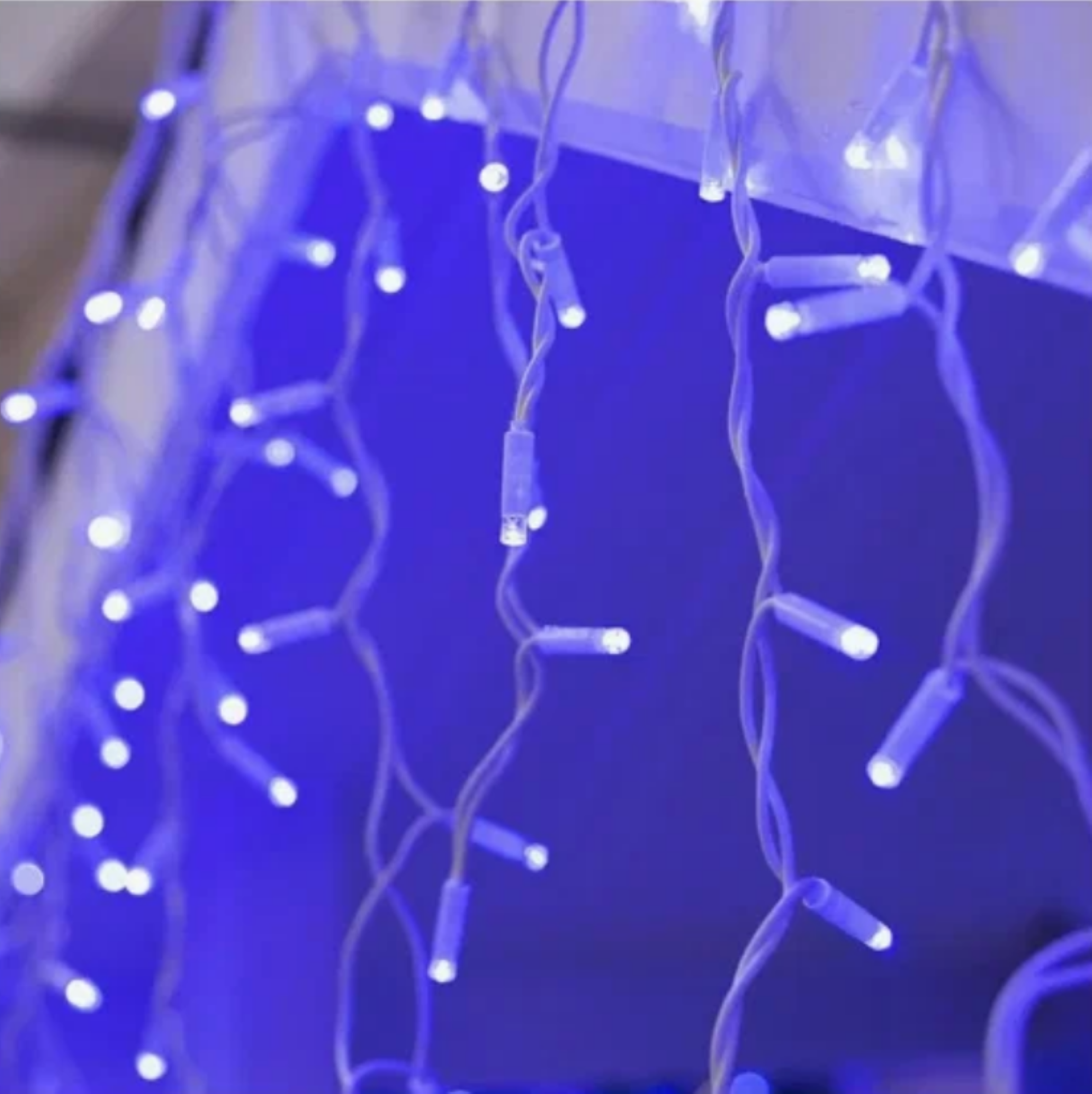Новогодняя гирлянда уличная - Карниз 100 L, синий, белый провод, 3 м , с возможностью наращивания