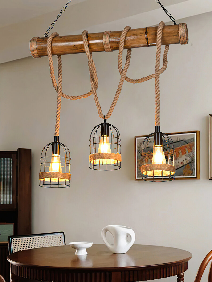 Люстра, дерево, 3 лампочки, площадь освещения 12 м², стиль средневековый/лофт/арт-деко/ретро