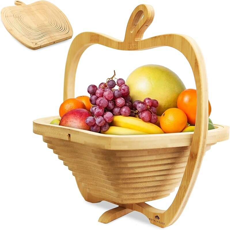 Корзина для воды и фруктов, складная, 100% Бамбук, регулируемая, для кухни