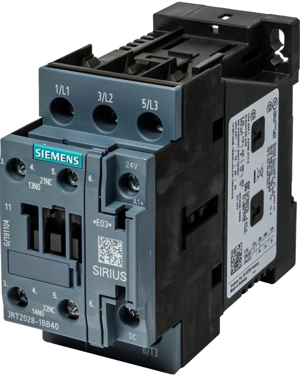 Магнитный контактор Siemens 3RT2028-1BB40 38A 24VDC 4011209833821
