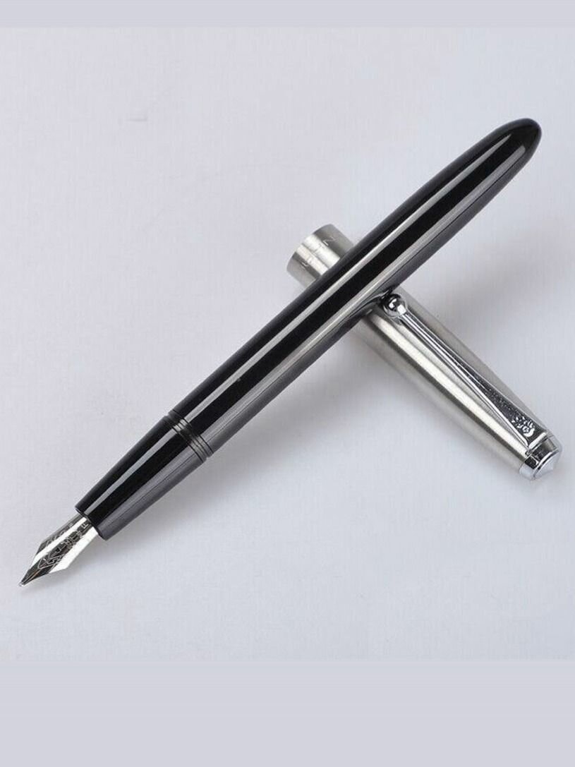 Перьевая ручка 51А, корпус пластик черный. Китай. Перо открытое F (0.5 мм), заправка поршнем.