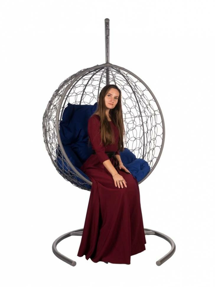 Кресло подвесное Bigarden Kokos Gray BS, с подушкой, синее, 160кг