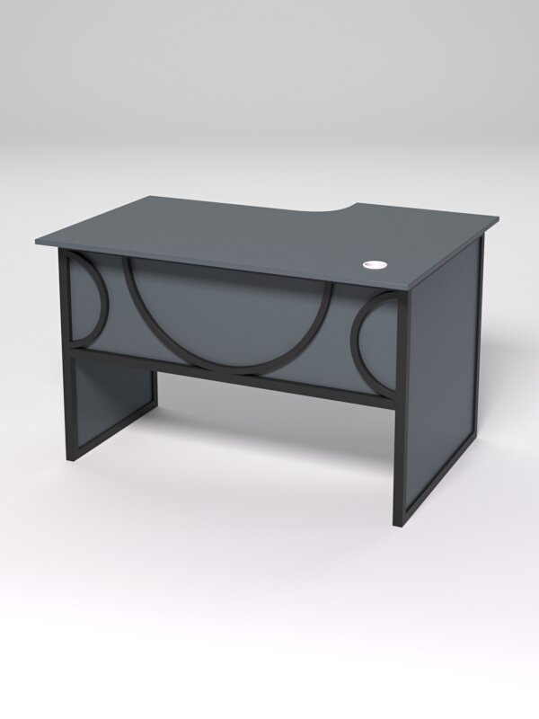 Стол эргономичный офисный СЭ-15 (левосторонний) "стронг" в стиле лофт декор №1, Темно-серый