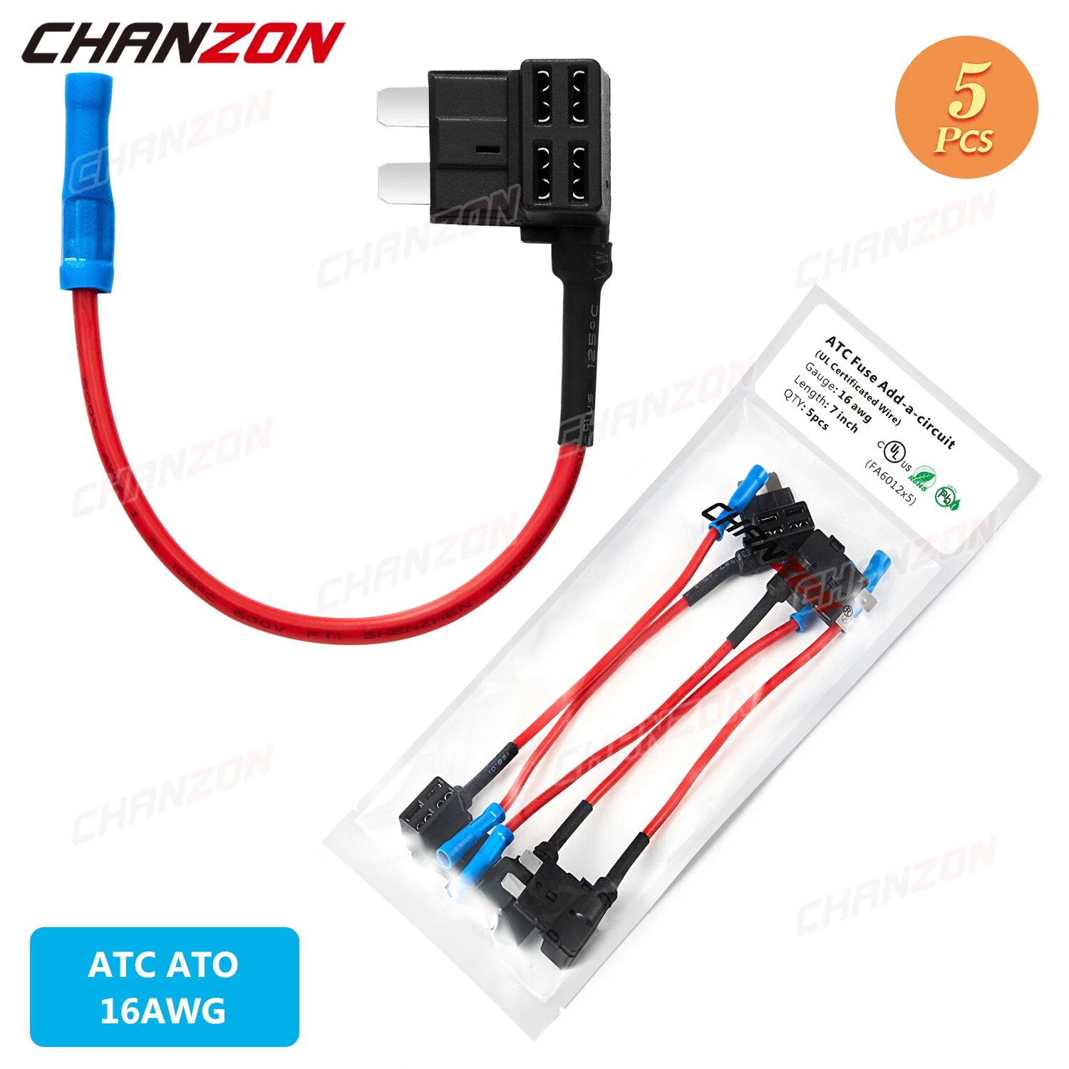 Автомобильный держатель предохранителя CHANZON, 5 шт, 12В/32В, 16 AWG