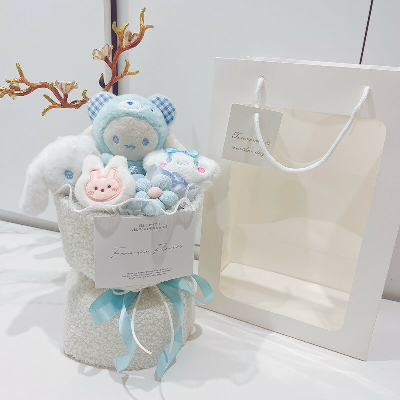 Мягкий плюшевый букет из игрушек в стиле Hello Kitty, цвет голубой 20*32cm