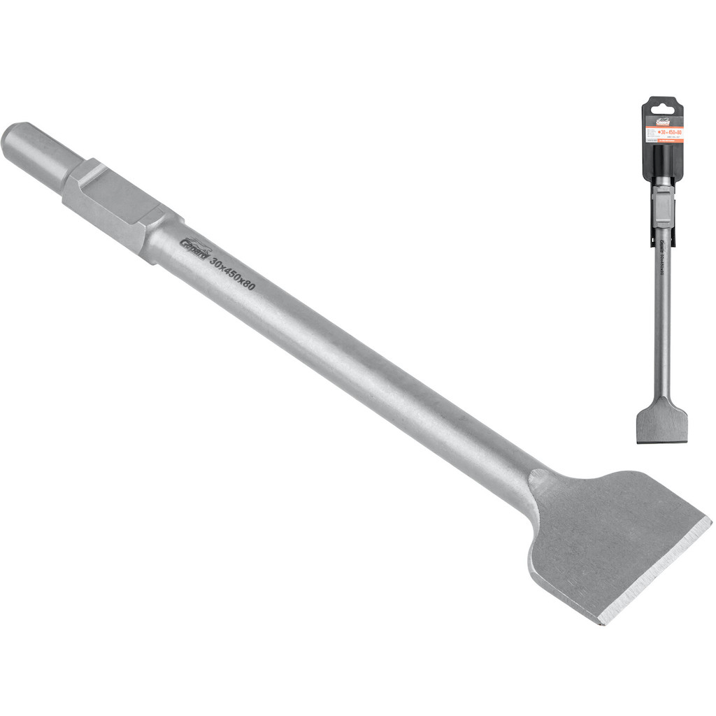 Зубило для перфоратора лопаточное шестигранник 30 мм 450x80 мм GEPARD (GP0712-450)
