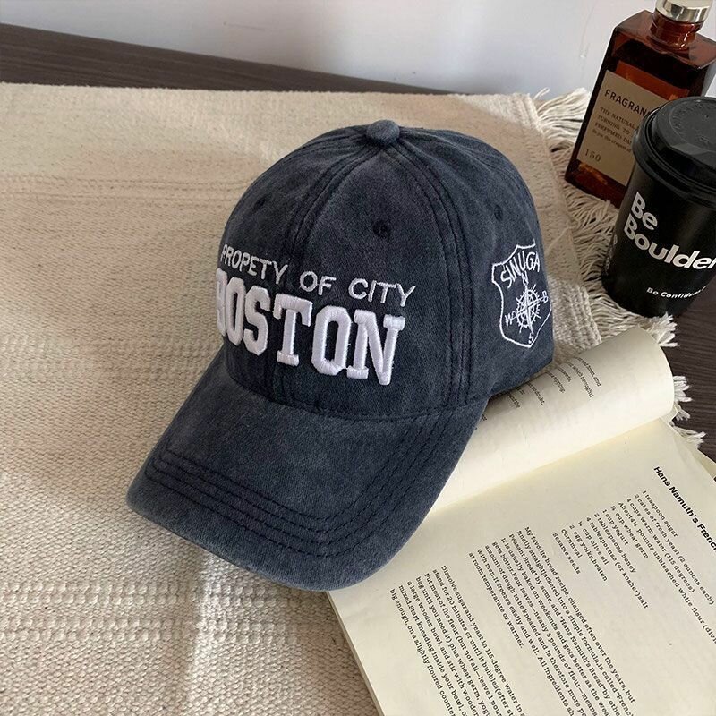 Американская бейсболка в стиле ретро, женская весенне-летняя кепка с вышивкой на лице, маленькая большая окружность головы, фуражка с широкими полями