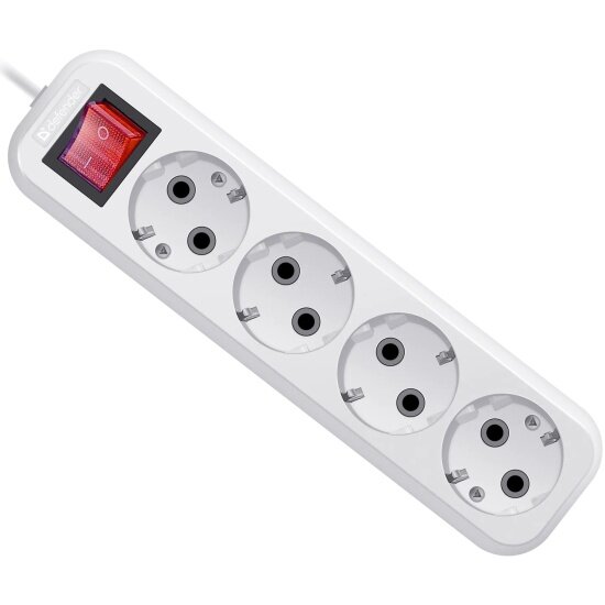 Сетевой удлинитель Defender L340 3м (4 розетки) белый (пакет ПЭ) (99362)
