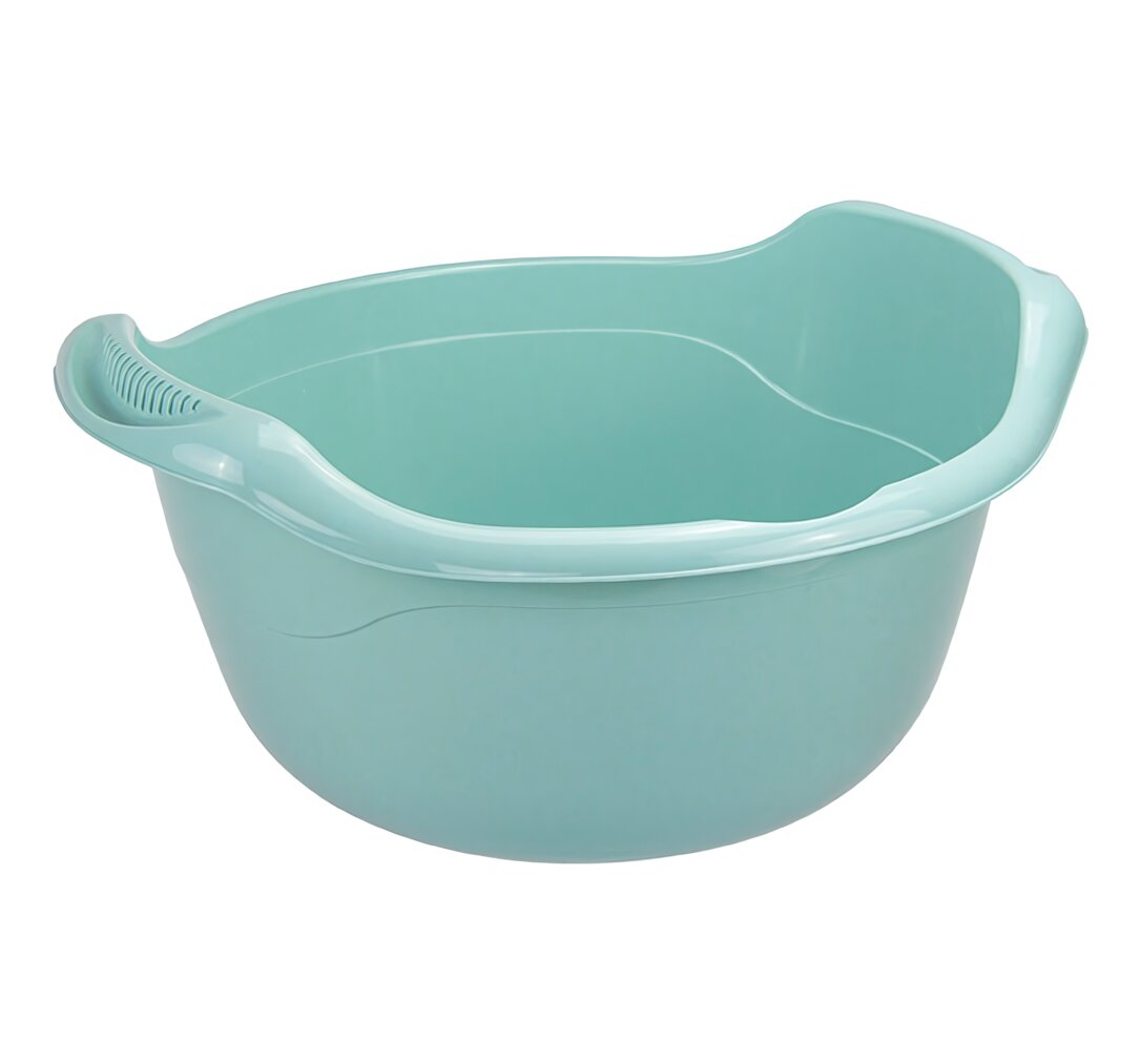 Таз пластиковый с ручками, 24л, цвет морская волна, 52.5х48х26см, для дома и дачи