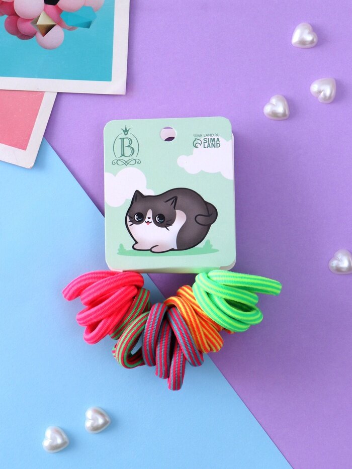 Резинки для волос Выбражулька «Кисонька», набор 20 шт, прогулка, 2.5 см, микс