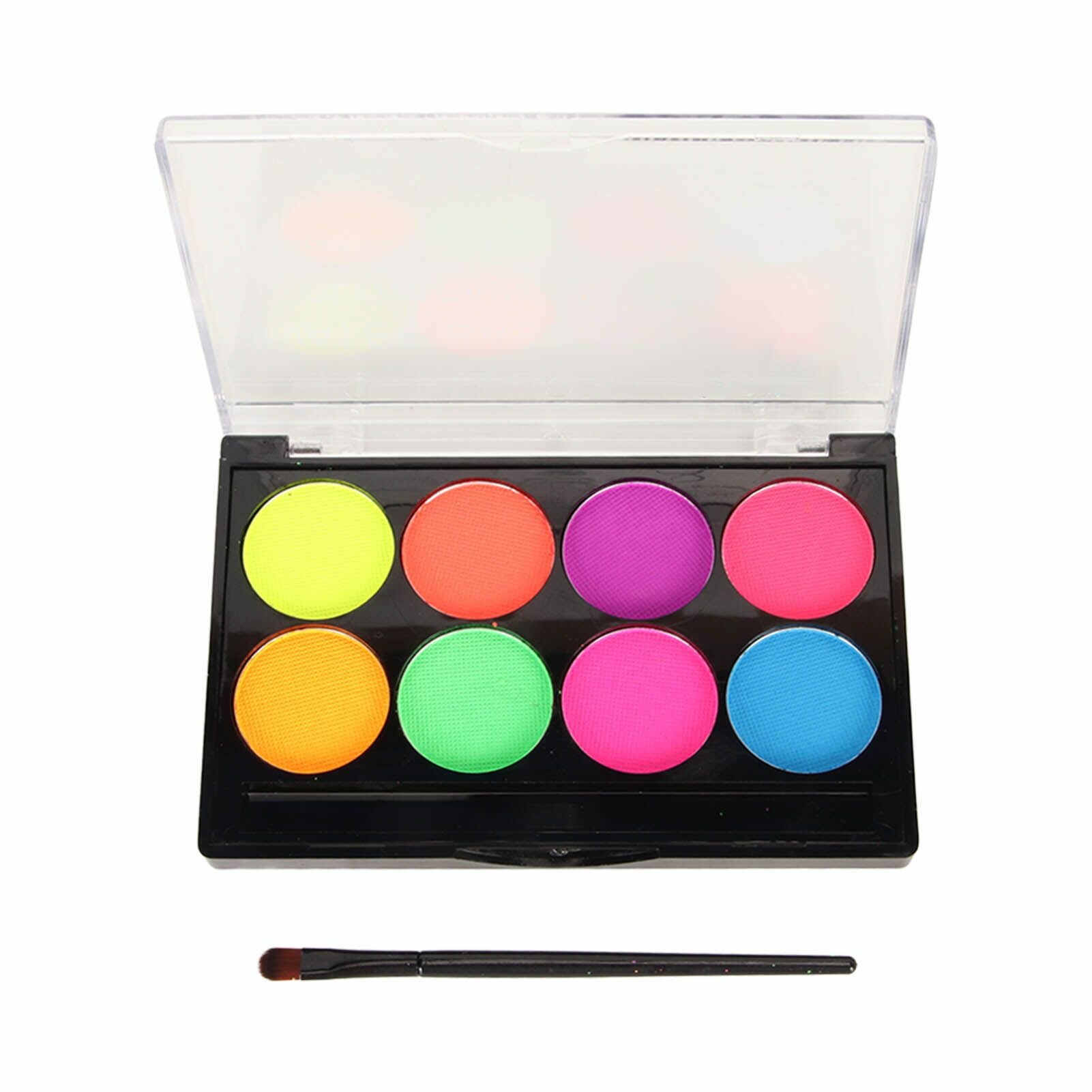 Краска для лица на Хэллоуин, 8 ярких цветов, светящаяся в темноте, набор красок для лица на водной основе для вечеринки, косплея, праздничного тела