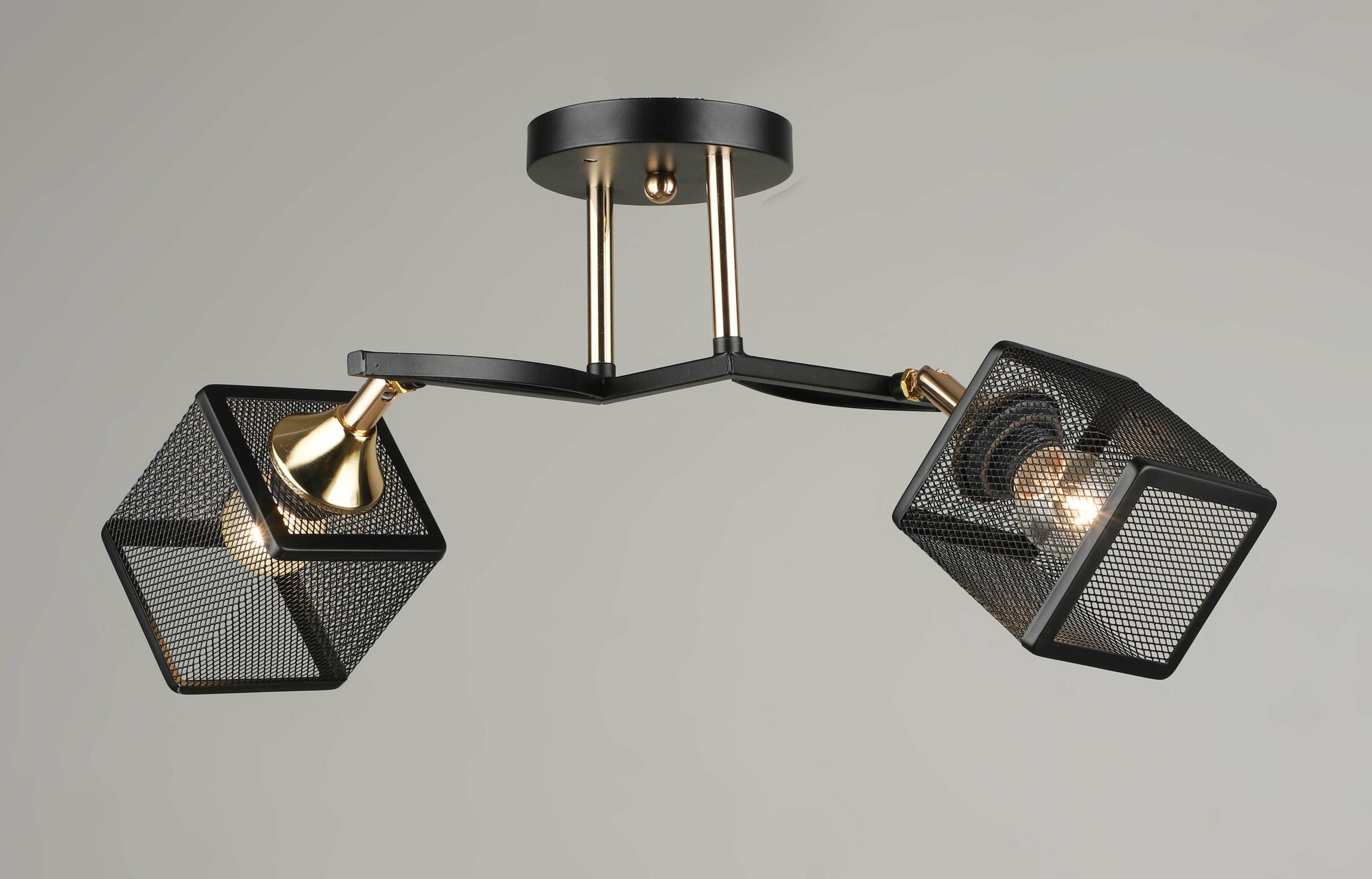 Люстра Престиж потолочная с плафонами из черной металлической сетки на 2 лампы E27