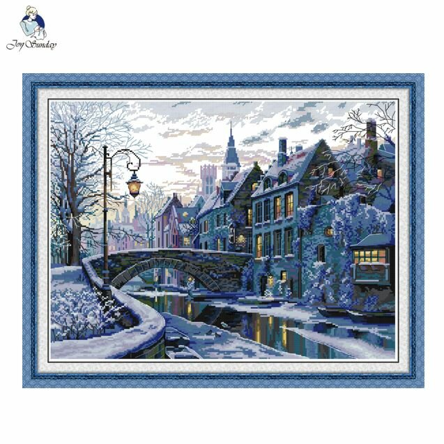 Joy Sunday Набор для вышивания крестом 14CT Зимняя ночь