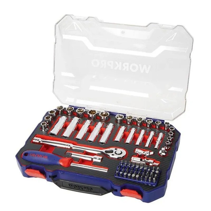 Набор инструментов 75пред.(метр. и дюймовые головки 3/8+1/4) WP202524   Workpro 2131567