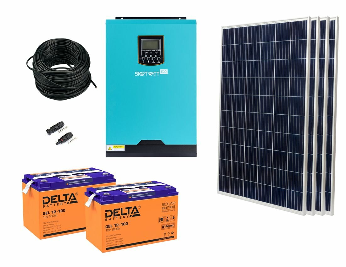 Солнечная электростанция 7.8 кВт*ч в сутки ECO GEL 2022 с крепежом