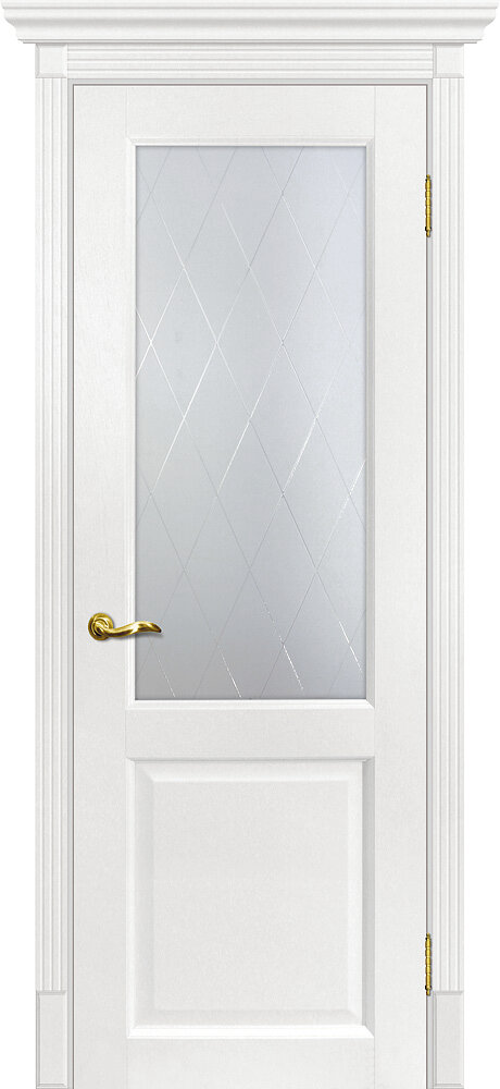 Комплект двери Мариам Тоскана-1 nanotex пломбир до стекло сатинат контурный полимер рисунок Ромб 200*80 +коробка и наличники