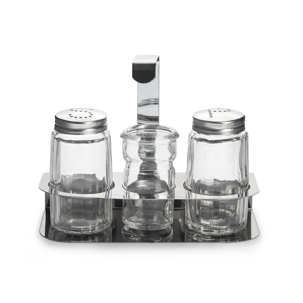 Набор для специй 3 предмета (соль, перец, зубочистки) нержавеющая сталь подвесной Luxstahl KH-323