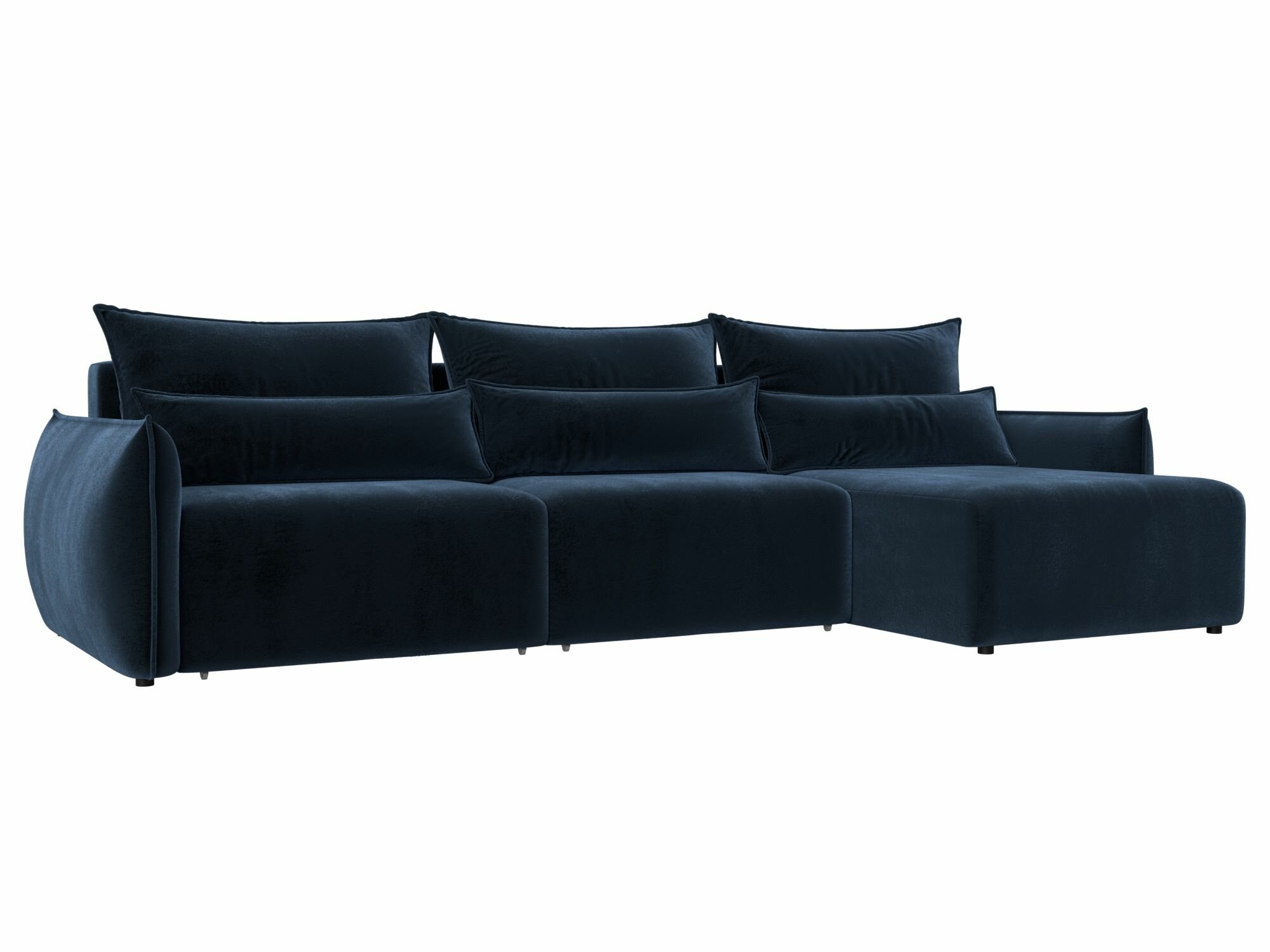 Диван угловой Luna НПБ Лонг угол универсальный, велюр, 322x160x96, синий