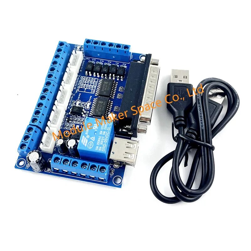 MACH3 5-осевая коммутационная плата с ЧПУ, модуль драйвера шагового двигателя, оптопара, изолированная плата гравировального станка 12 В-24 В с USB-кабелем