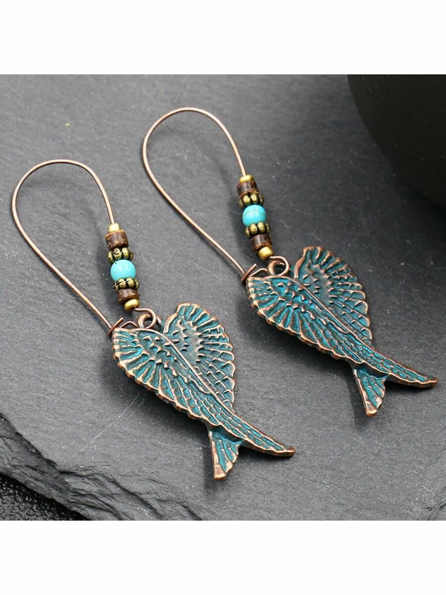 Серьги be self true, бирюза синтетическая, эмаль