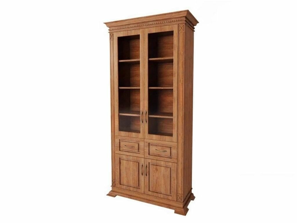 Шкаф-витрина Верди №134 из Массива сосны, 100х45х220 см, классический орех 2