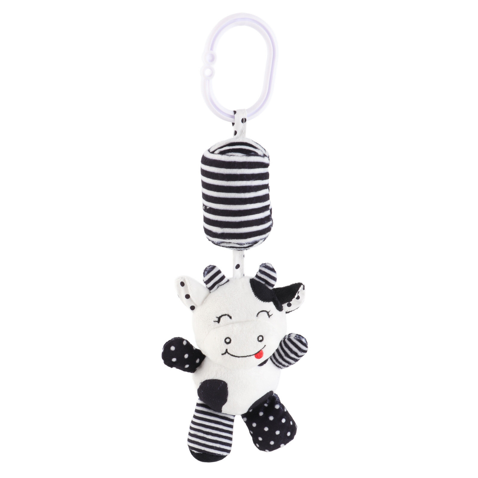 Baby Hanging Rattle Toys Black and White Stripe Stroller Plush Wind Chimes for Infants Car Bed CribCow