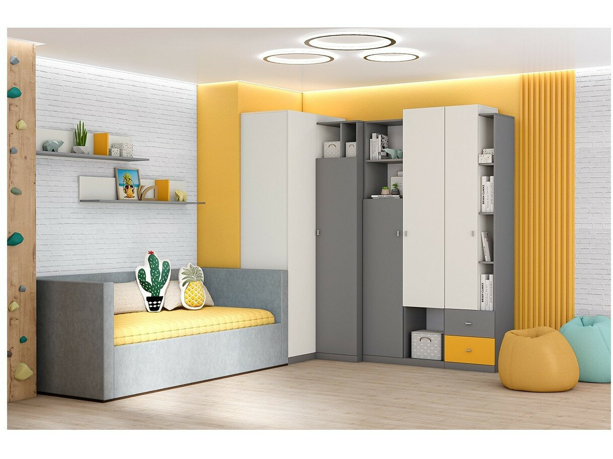 Модульная детская, современная, набор 5 (Графит/Миндаль/Солнечный)