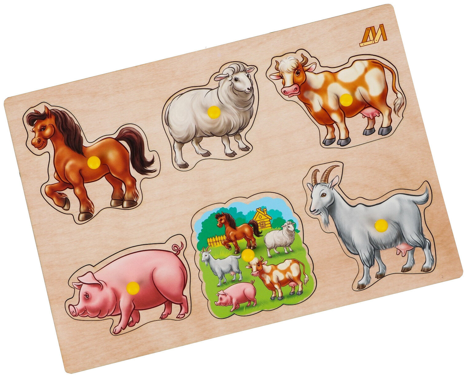 Деревянный сортер "Домашние животные", рамка-вкладыш, развитие логического мышления и мелкой моторики