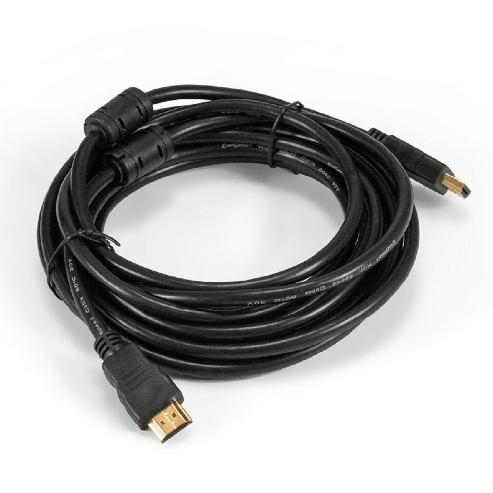 EXEGATE кабели EX294691RUS Кабель HDMI EX-CC-HDMI-5.0F 19M 19M, 5м, v1.4b, ферритовые кольца, позолоченные контакты