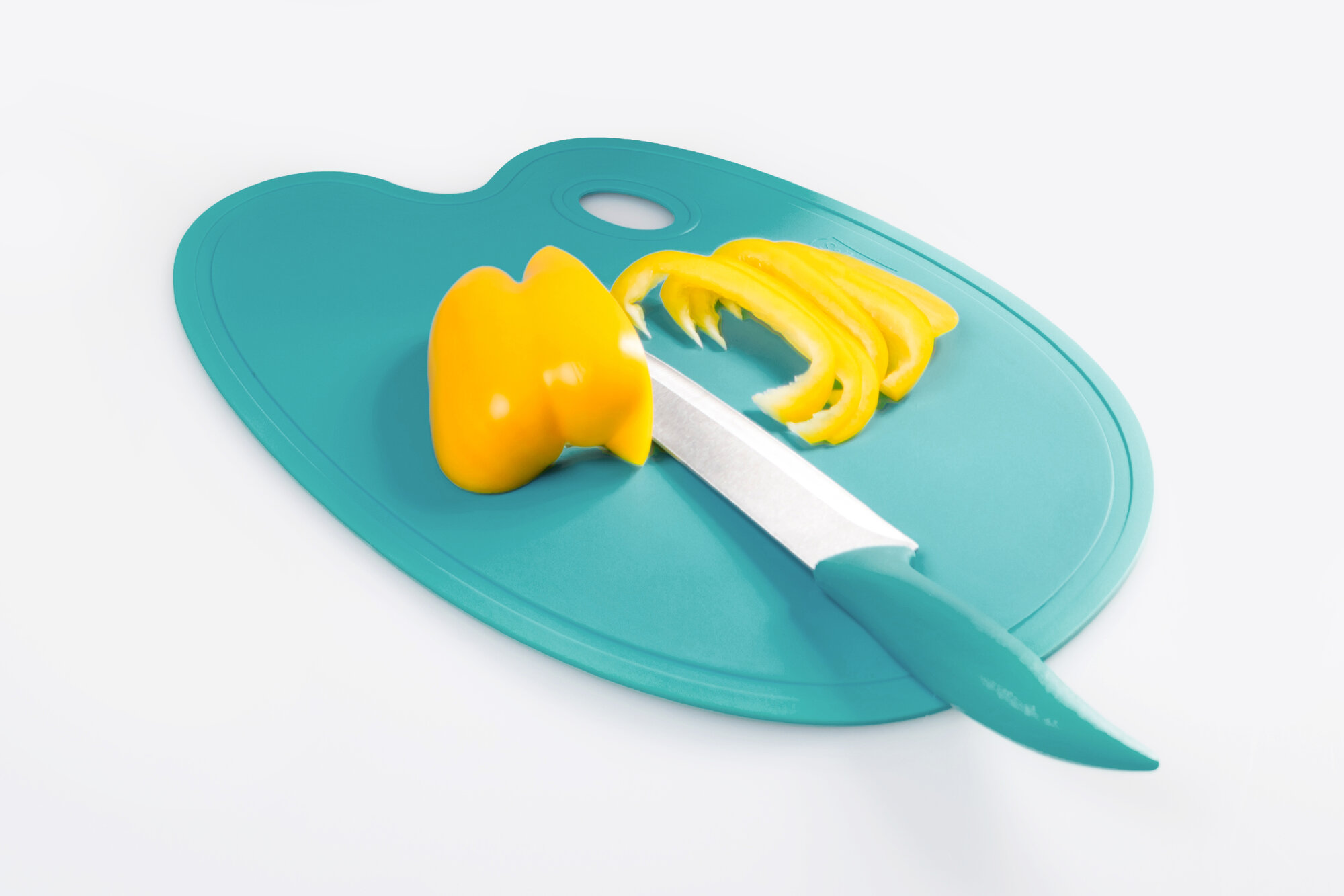 Доска разделочная SalleMa "Палитра", бирюзовая, фигурная гибкая