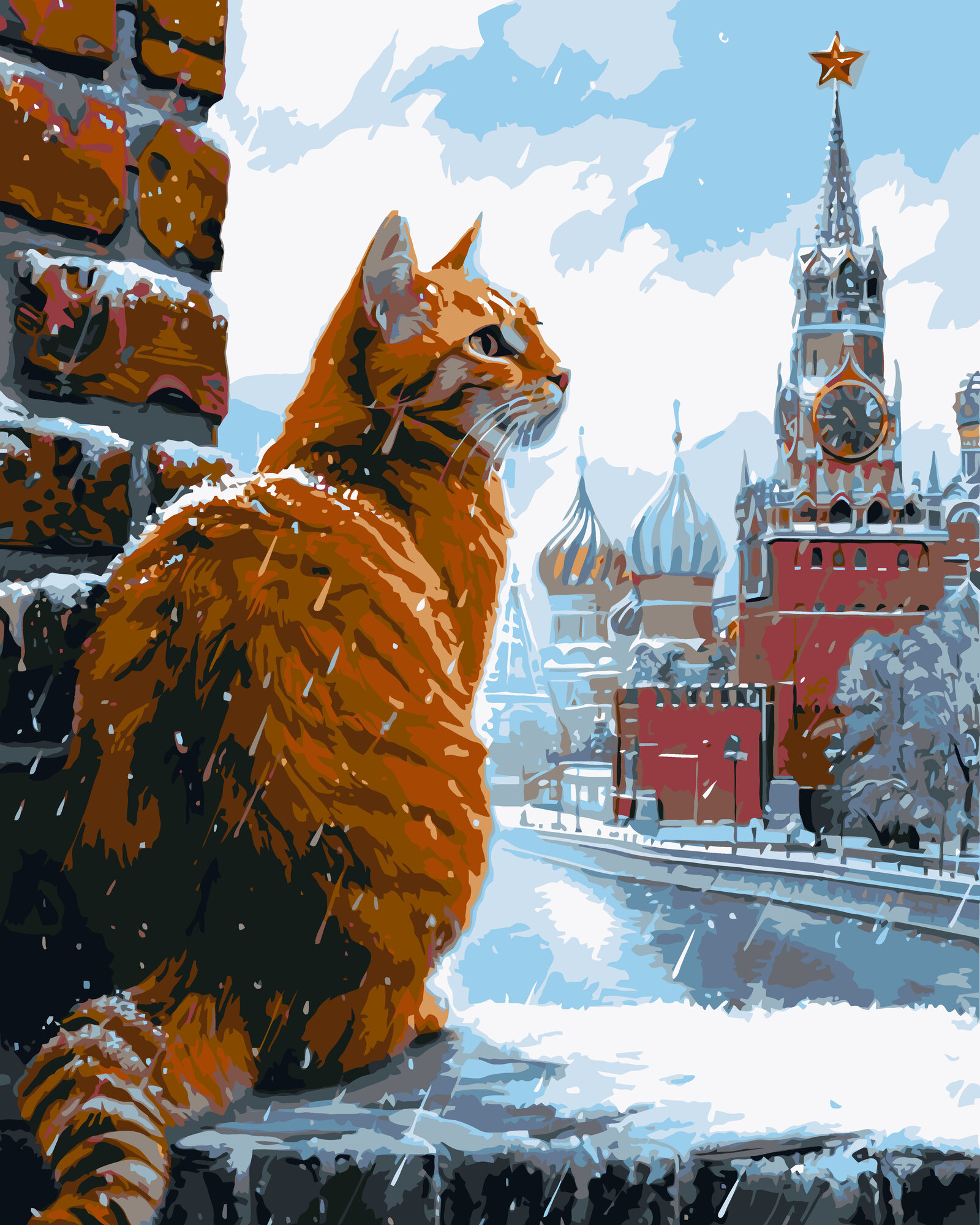 Картина по номерам Т284 "Кот и Кремль" 40x50