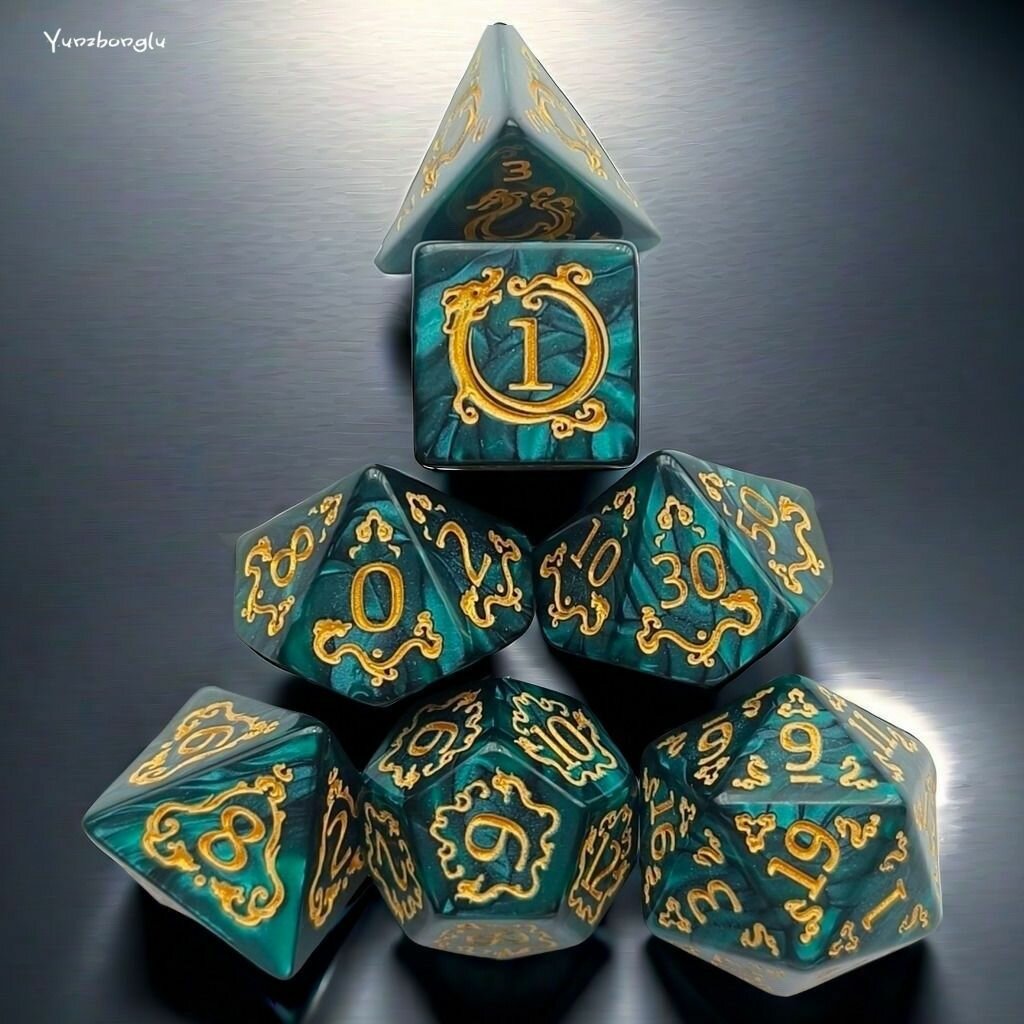 Yunzhonglu Кости игральные, дайсы, кубики для DnD (ДнД) 7 шт