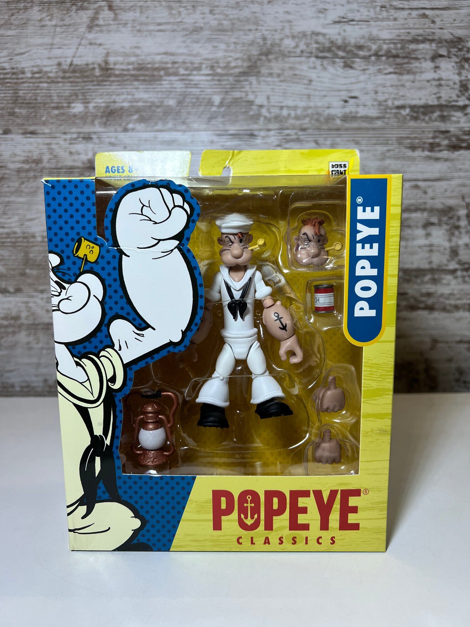 Фигурка Моряк Попай в белом костюме, от компании Mezco, Boss Fight Studio, Popeye Classics, 13 см