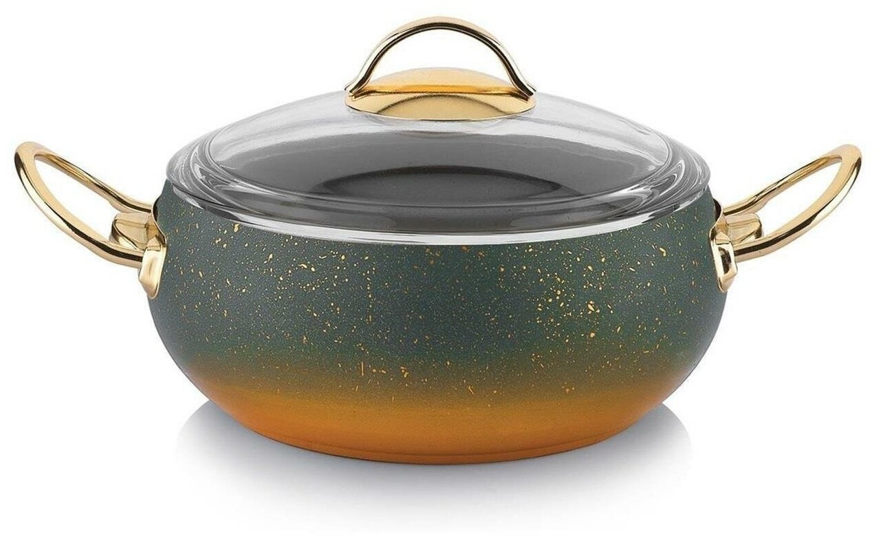 Кастрюля 4,5л (24х10,5см) стекл/кр с антипригарным покрытием оливковый OMS