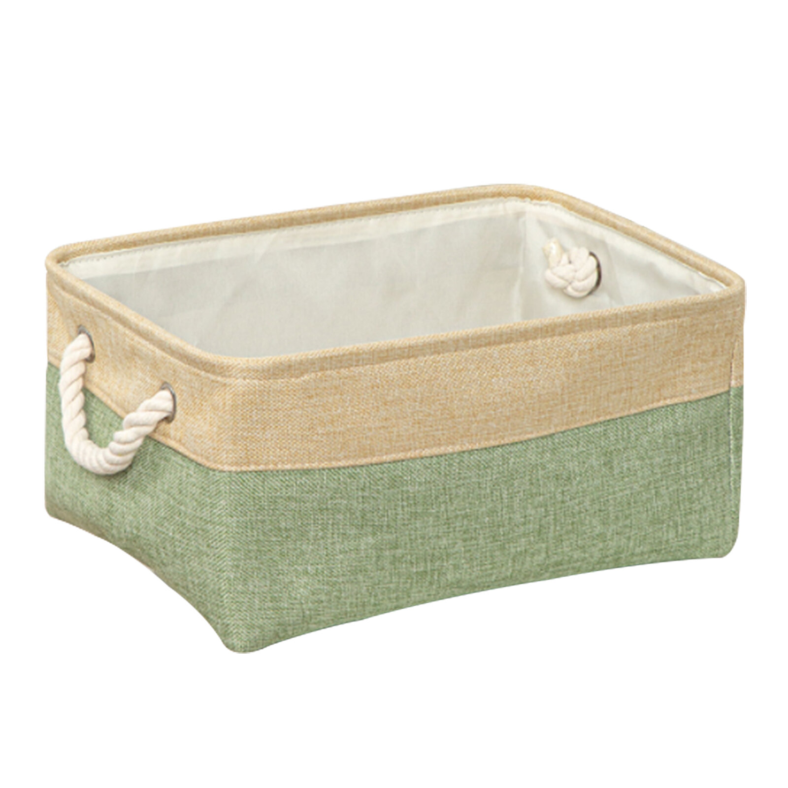 Складная корзина для хранения, зеленая, бежевая, хлопково-льняная ткань, органайзер для одежды, ящик для хранения игрушек с ручками