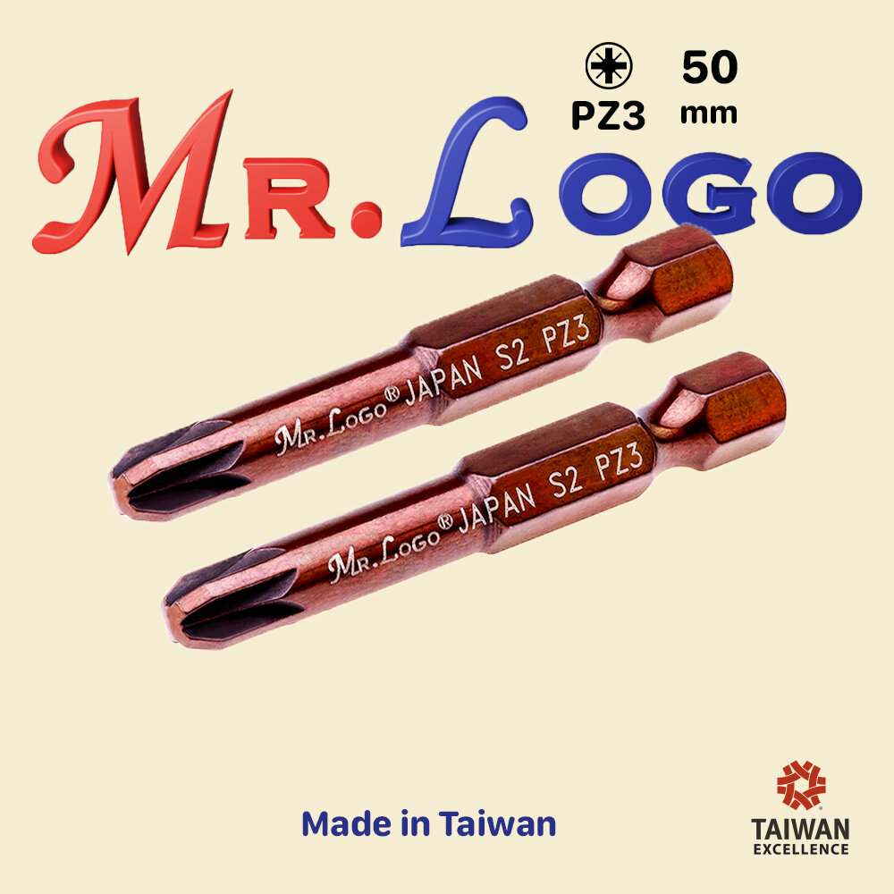 Бита магнитная PZ3 x 50 мм Mr. Logo, Сталь - S2, арт. A050PZ3-2, 2 шт.