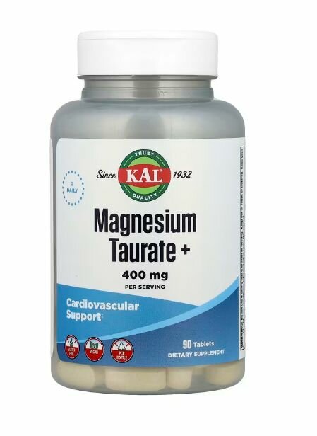 KAL таурат магния, Магний таурат KAL, Magnesium Taurate 400 мг, 90 таблеток