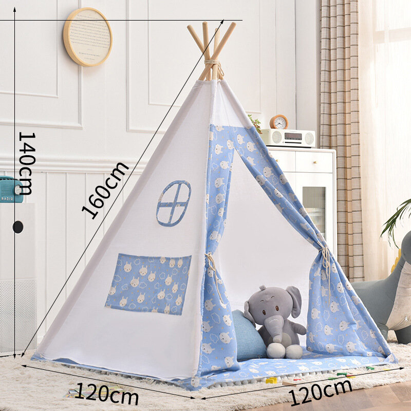 Детская крытая палатка Amazon Home "Индийский открытый замок", 1.6 м, сине-белая