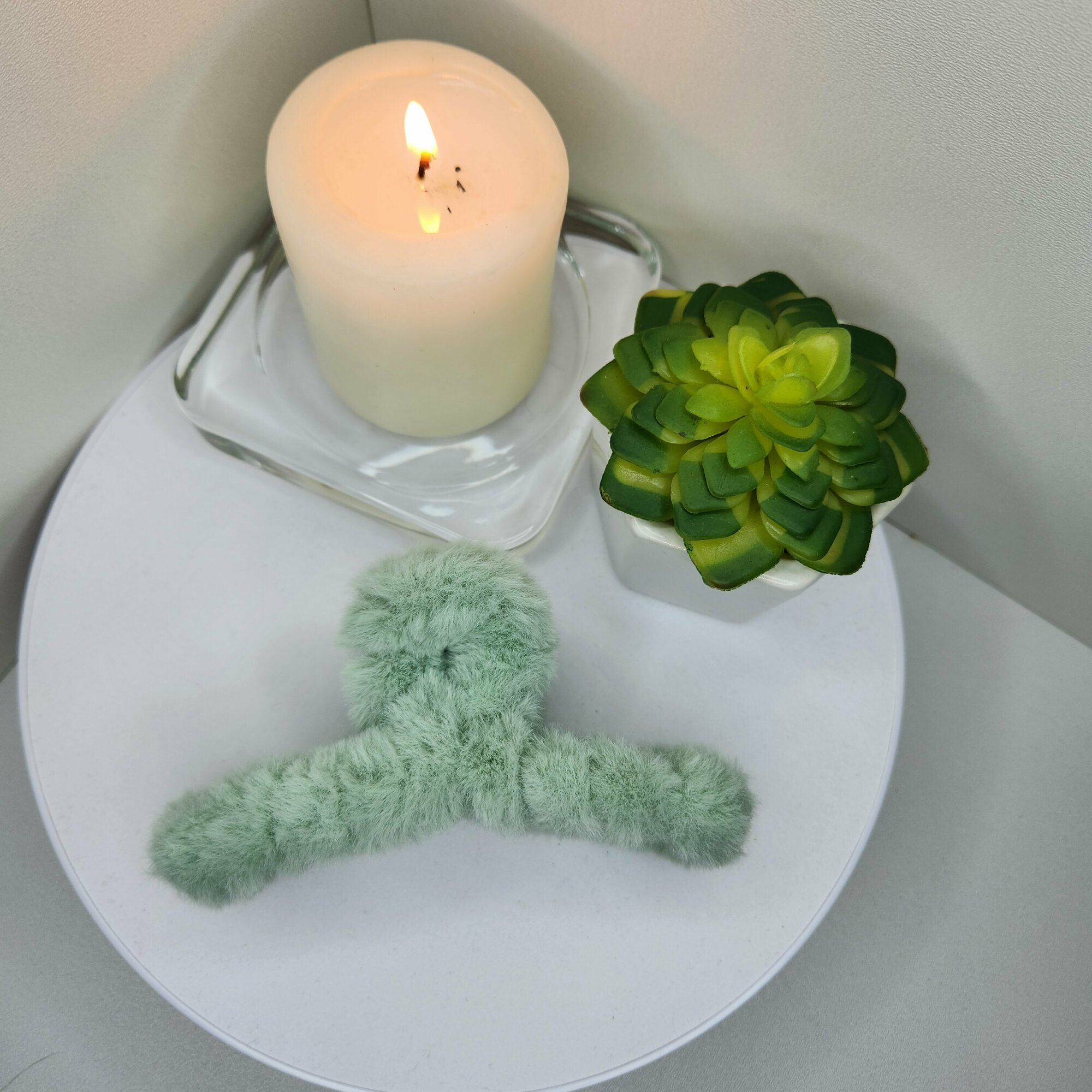 Заколка-краб TopAccessory, для девочек, темно-зеленый, искусственный мех, 12см