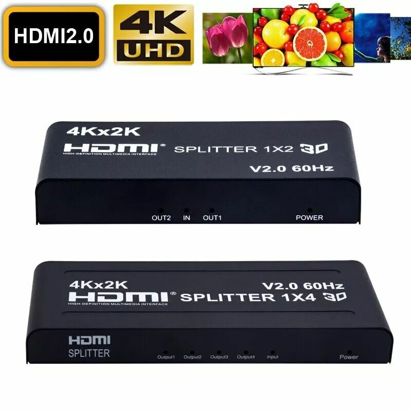 4Kx2K 3D 1080P 1x2 HDMI Splitter Converter 1 в 2 выхода для ПК PS4 XBOX DVD на ТВ