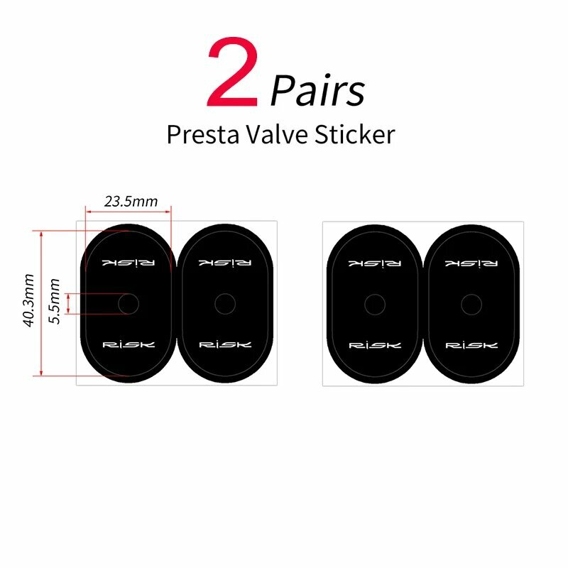 2 пары наклеек на клапаны Presta RISK