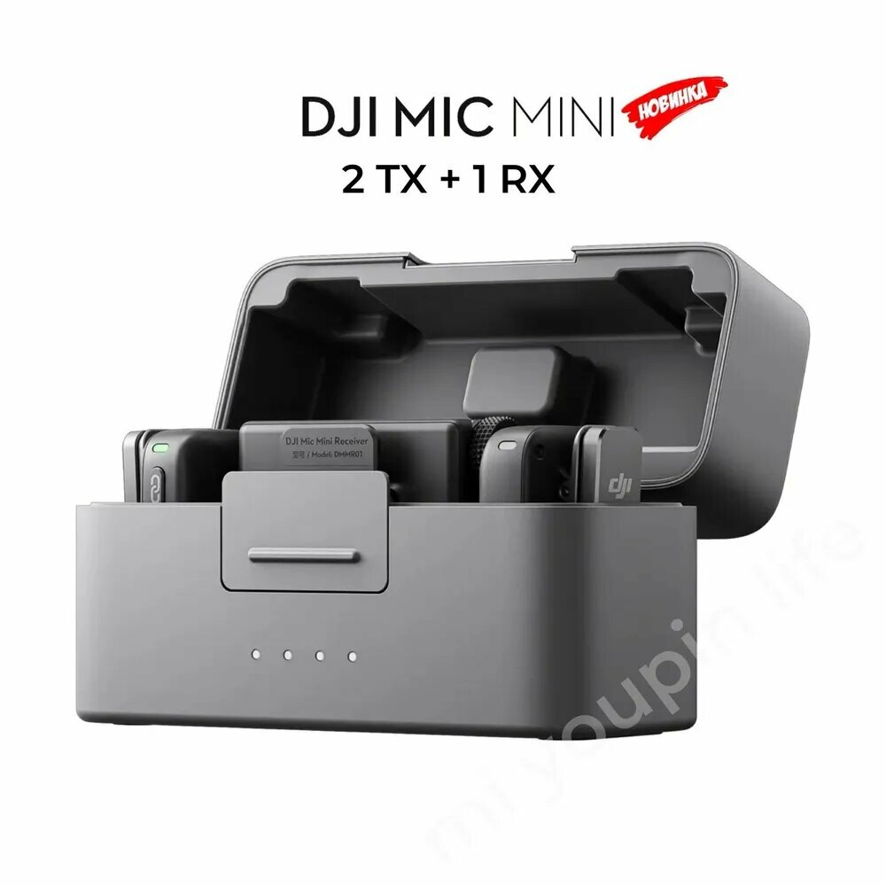 Микрофон для мобильного устройства Mic Mini ANC(2 TX + 1 RX+Charging Case) I, черно-серый, серый