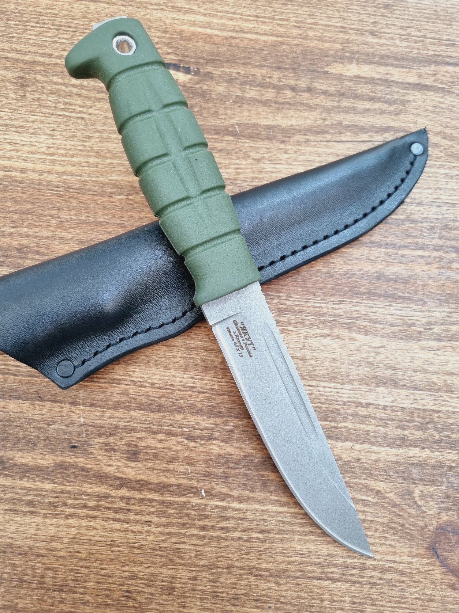 Нож туристический "Якут Green Тактик", фиксированный, нержавеющая сталь 65X13, рукоять эластрон