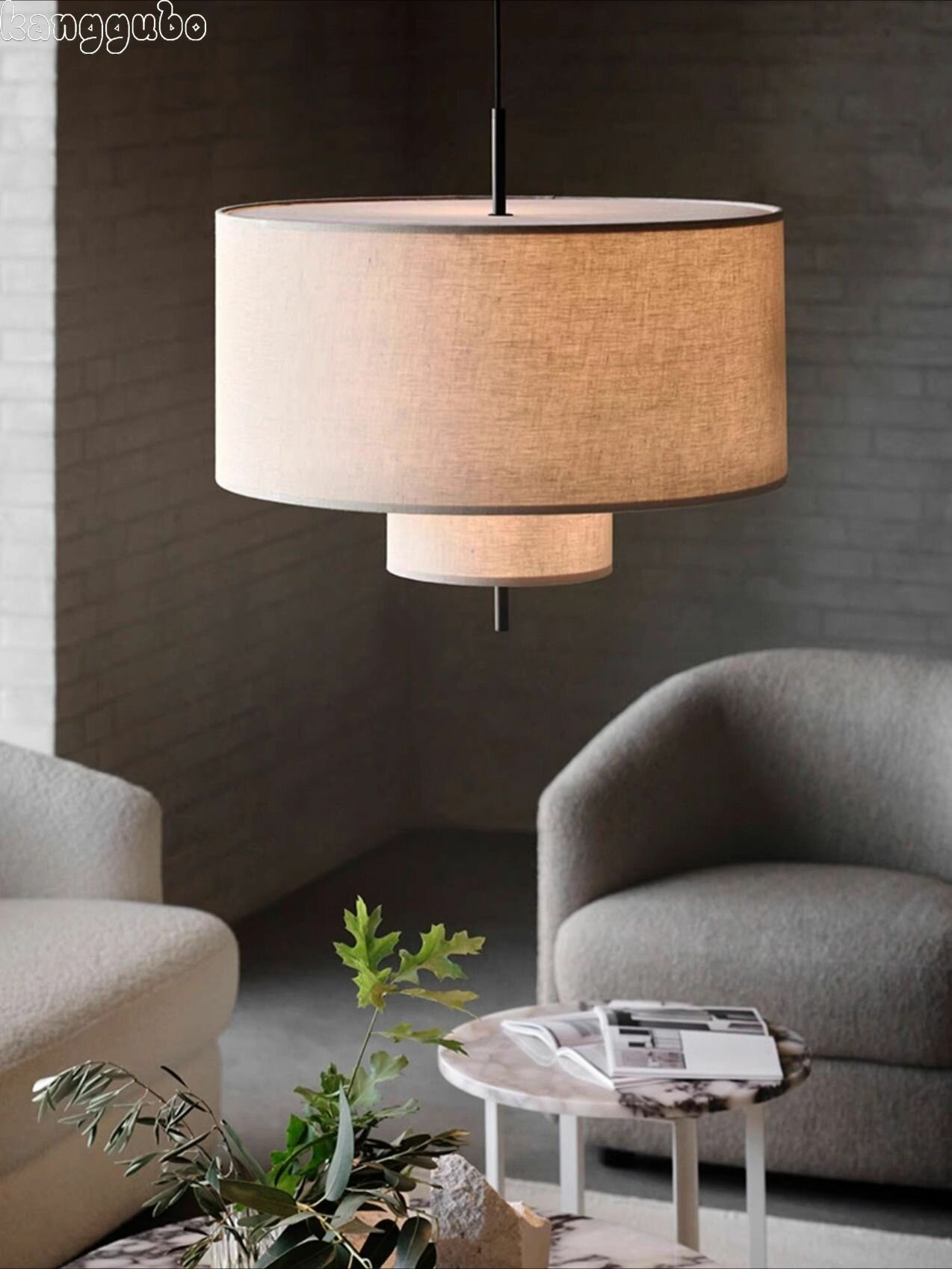 Люстра Clear Lighting "Ткань", E27, светодиодный свет, регулировка высоты, бежевая，60cm