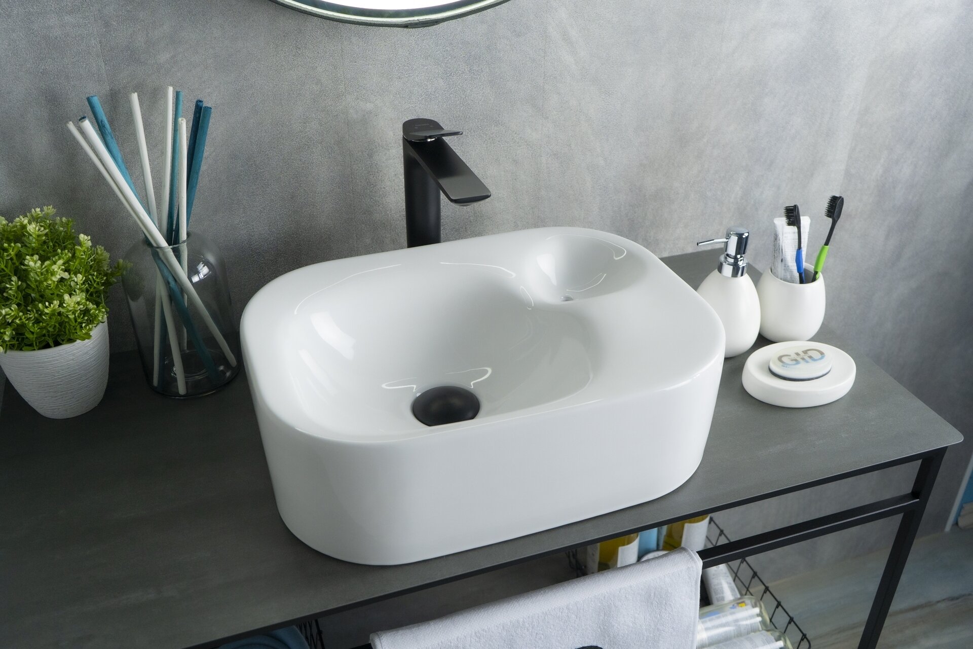 Раковина Gid N9266 51173 накладная белая 47x34x15